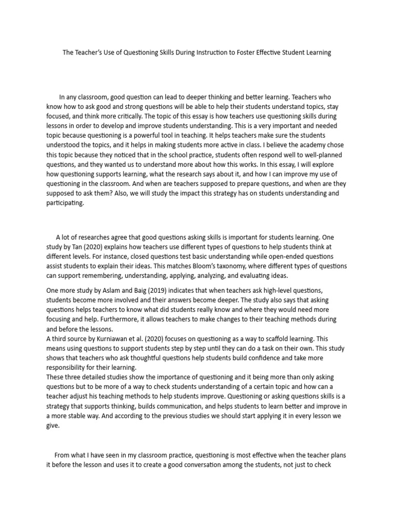 Summative Essay m1 | PDF | Teachers | Teaching Method