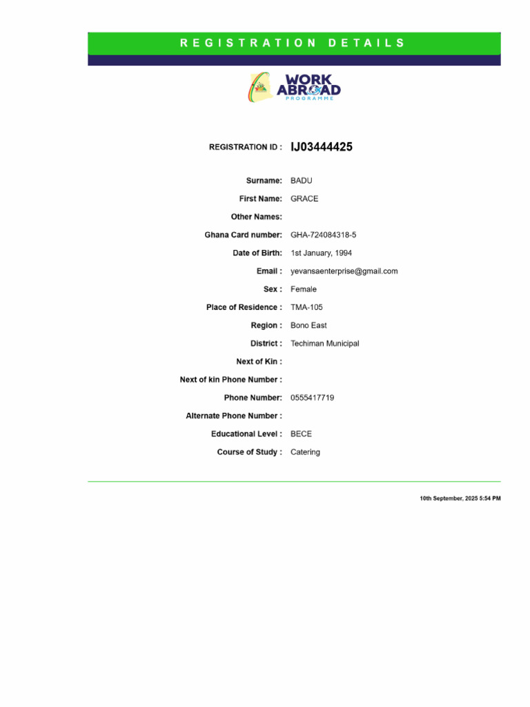 Registration Receipt | PDF