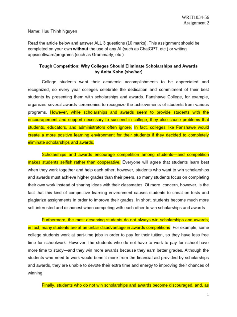 WRIT Assignment 2 - Huu Thinh Nguyen | PDF | Learning | Cognition