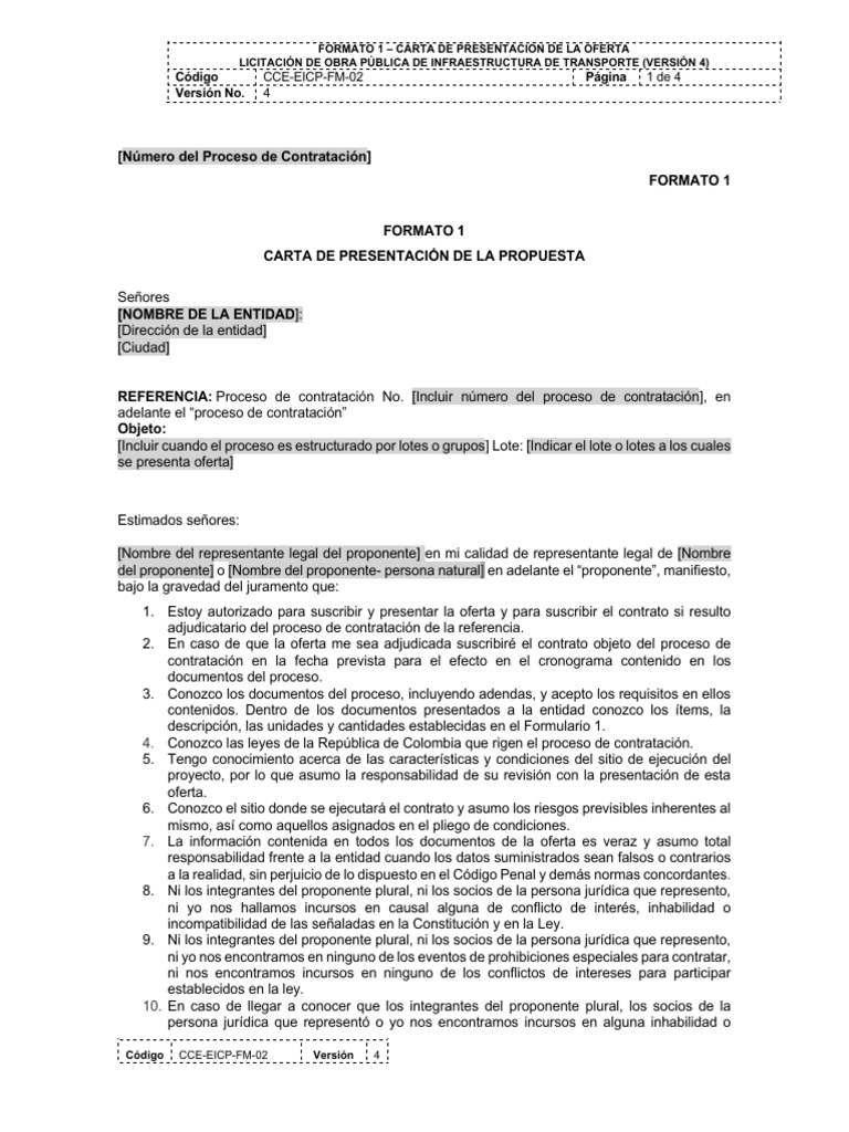 CCE-EICP-FM- 02 Forma1 Carta Presentacion Oferta Licitacion Obra ...