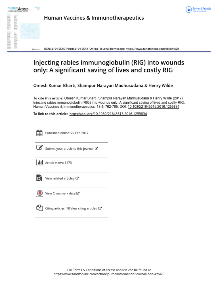 Rabies Immunoglobulin Injection Saves Lives | PDF | Rabies | Health ...