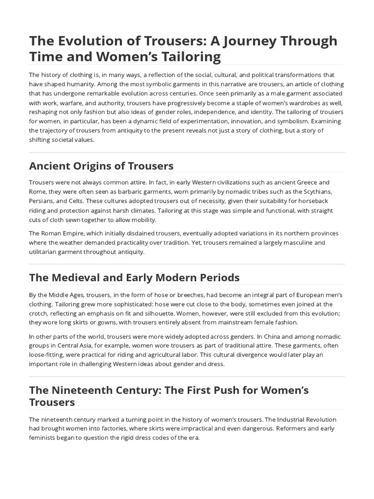The Evolution of Trousers - A Journey Through Time and Women's ...