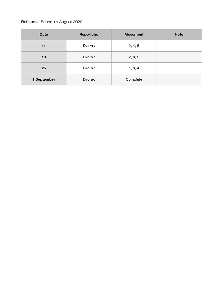 Rehearsal Schedule | PDF