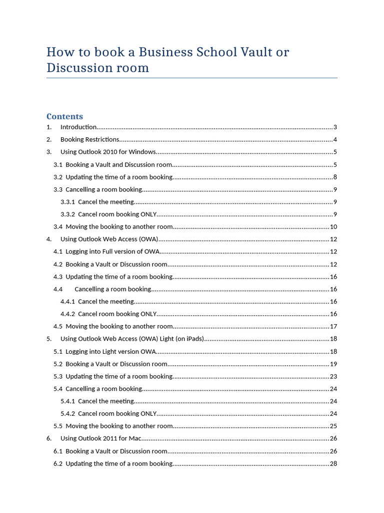 How To Book Business School Vaults and Discussion Rooms | PDF ...