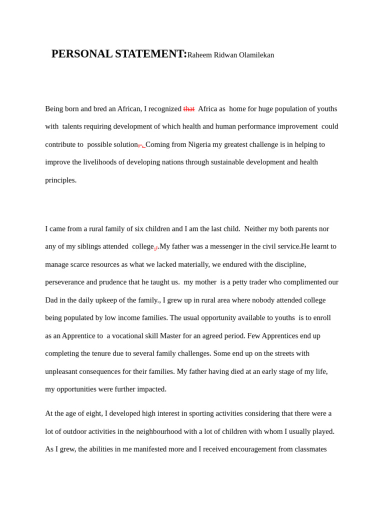 Raheem Olamilekan's Personal Statement | PDF | Apprenticeship