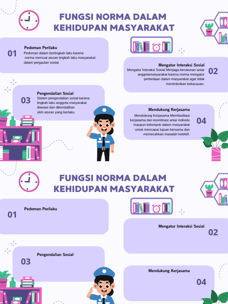 Poster Fungsi Norma Dalam Kehidupan Masyarakat Ungu Putih Ilustratif ...