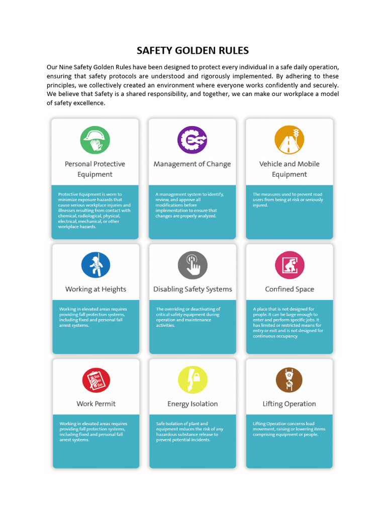 Nine Essential Safety Golden Rules | PDF