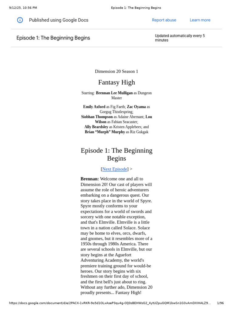 Episode 1 - The Beginning Begins | PDF