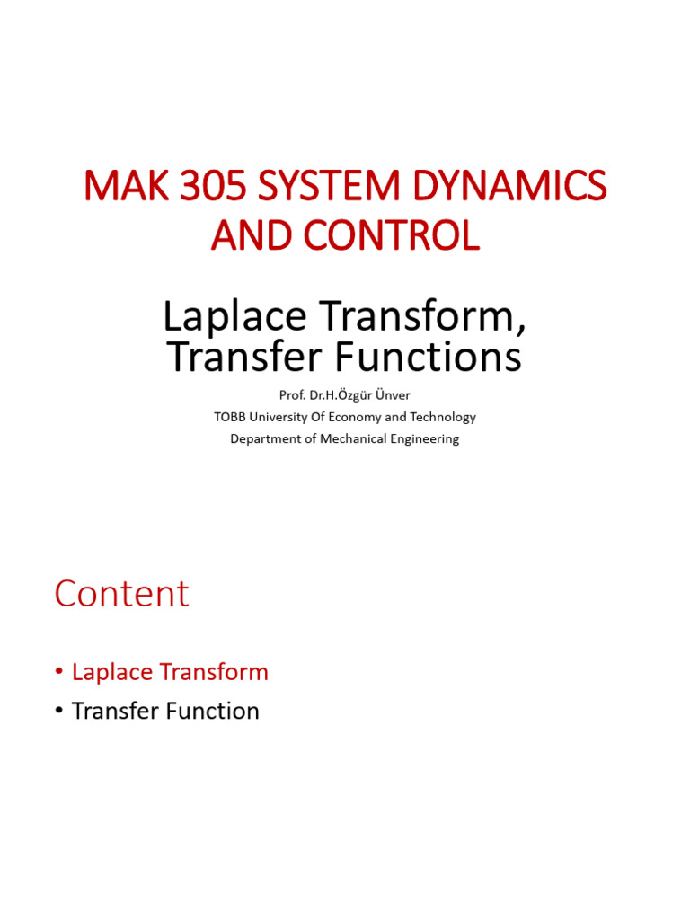 Lec2 - Laplace Transform and Transfer Functions 20_250921_171155 | PDF ...