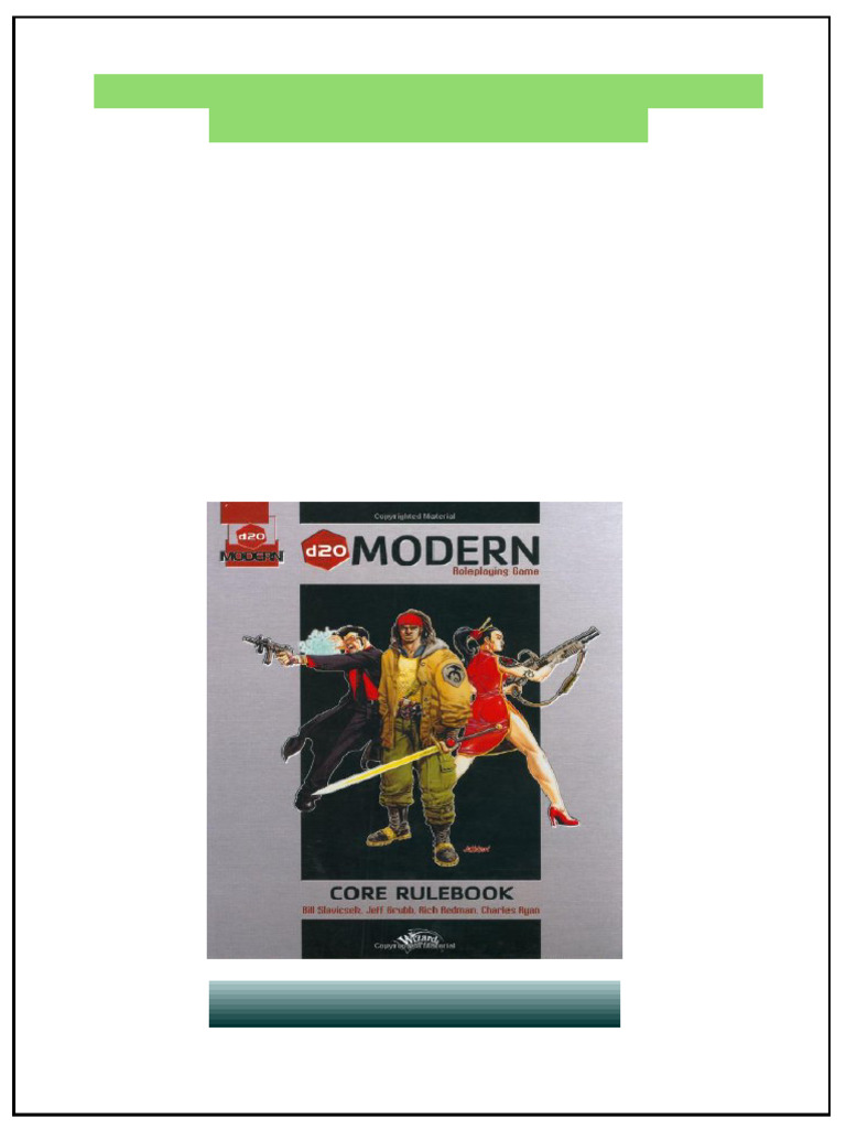 d20 Modern Roleplaying Game Core Rulebook 1St Edition Edition Stan ...