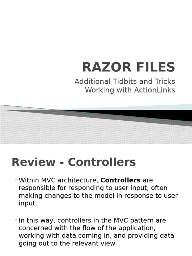 MVC Controllers and Razor Tips | PDF | Model–View–Controller | Software