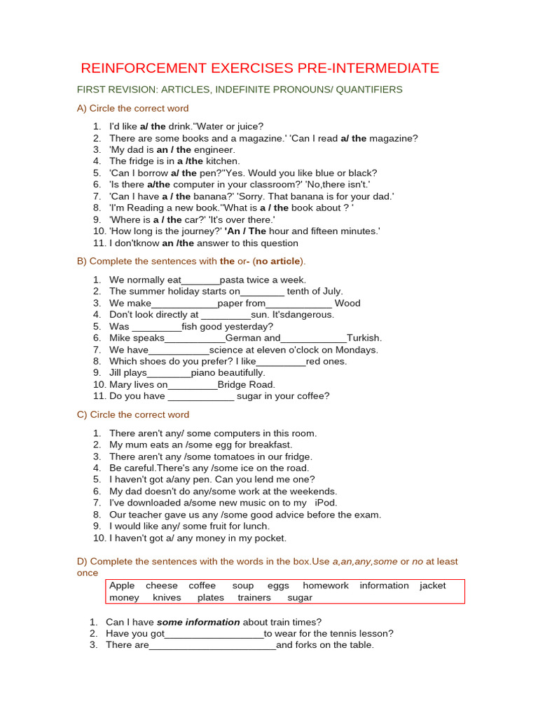 Grammar and Vocabulary Reinforcement | PDF