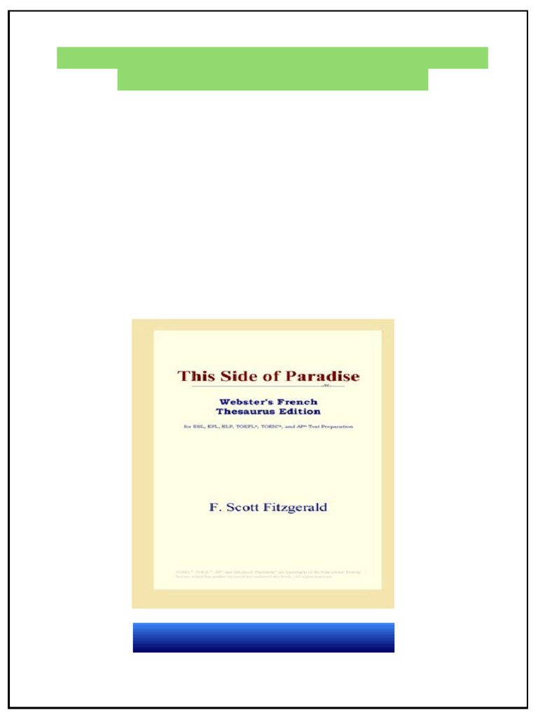 This Side of Paradise Webster S French Thesaurus Edition F. Scott ...