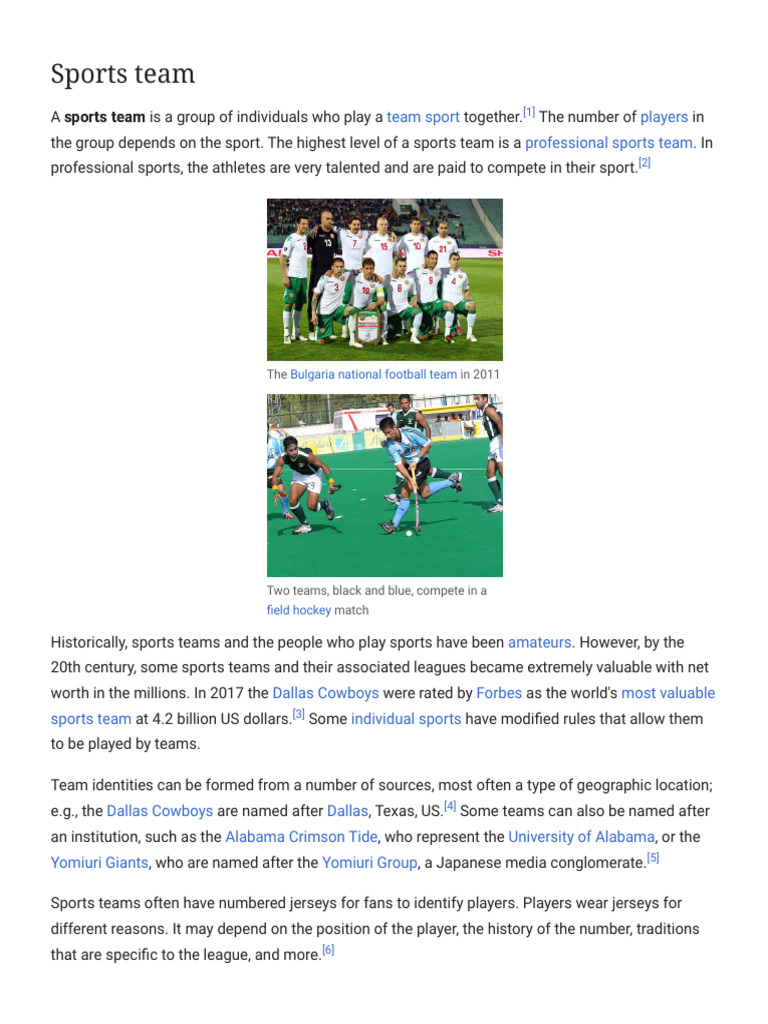 Sports Team - Wikipedia | PDF