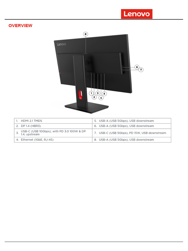 ThinkVision T32UD 40 Spec | PDF | Computer Monitor | Usb