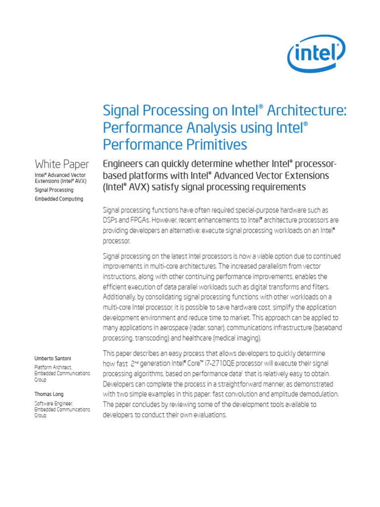 Signal Processing on Intel® Processors | PDF | Fast Fourier Transform ...