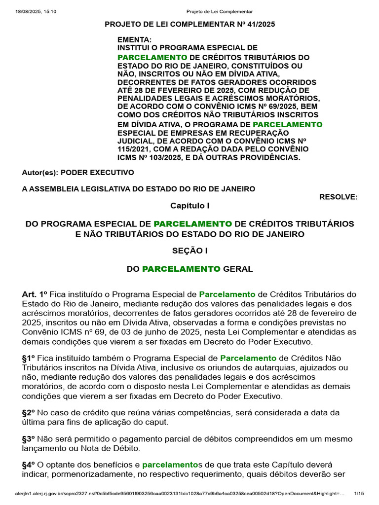 Programa de Parcelamento de Créditos RJ | PDF | Falência | Taxa de crédito