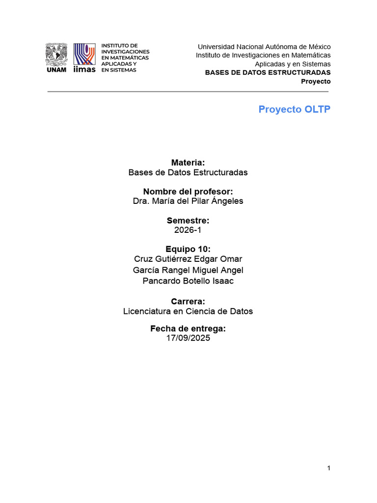 Proyecto de Base de Datos Científicas | PDF | Bases de datos | Base de ...