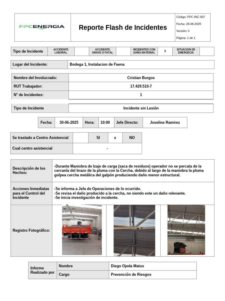 Reporte Flash de Incidente FPC-InCIDEN FLASH-007 | PDF