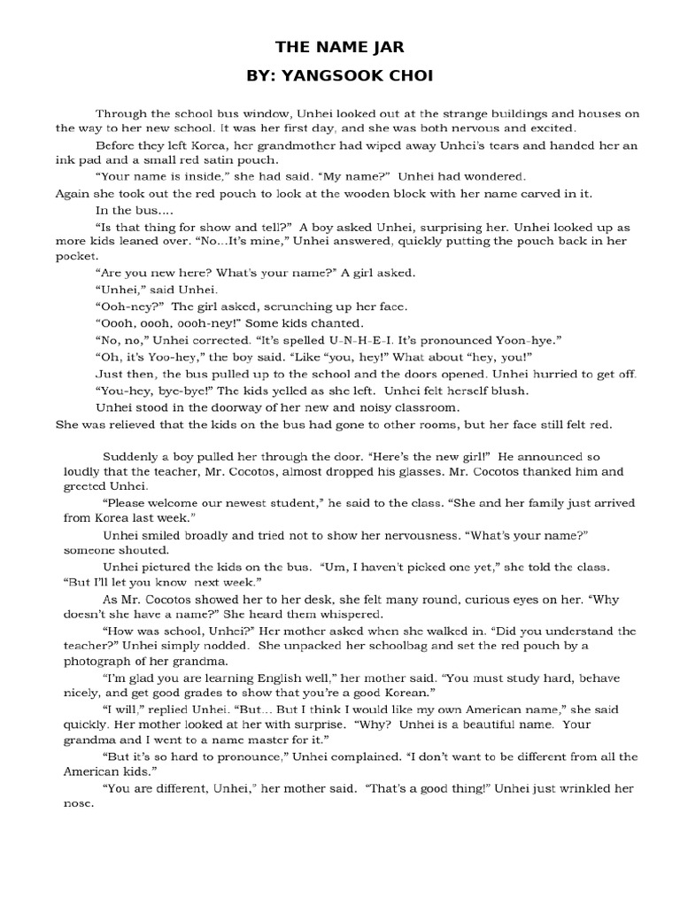 The Name Jar | PDF