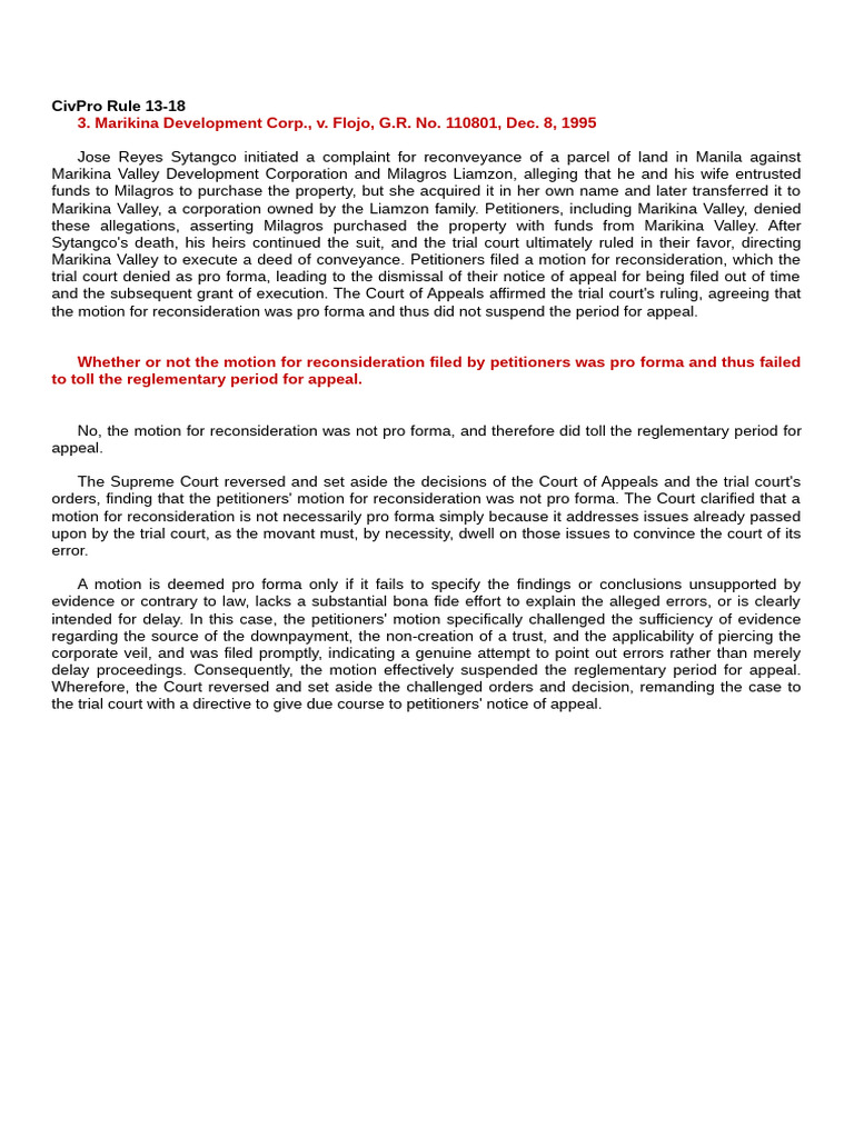 CivPro-Digest-3-Marikina Devt Corp v. Flojo | PDF | Lawsuit | Justice