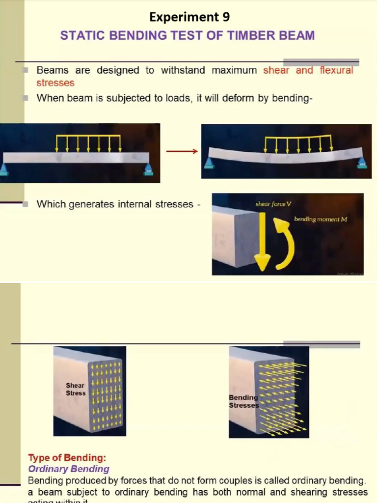 Expt. 9 Static Bending Test of Timber Beam | PDF
