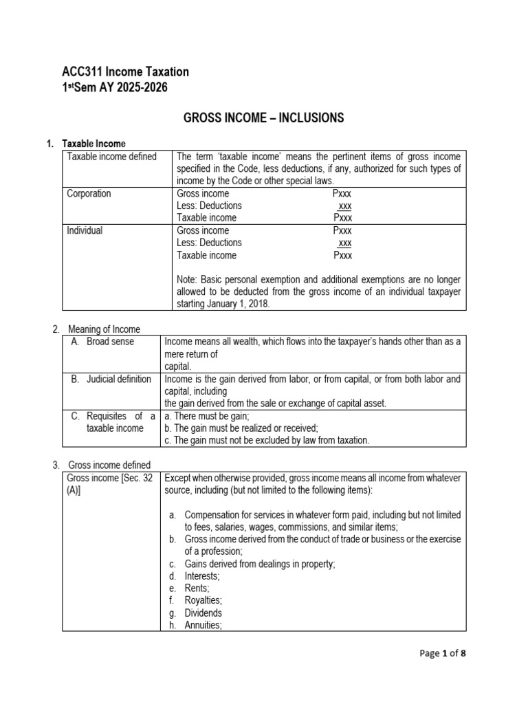 Gross Income - Inclusions | PDF | Gross Income | Lease