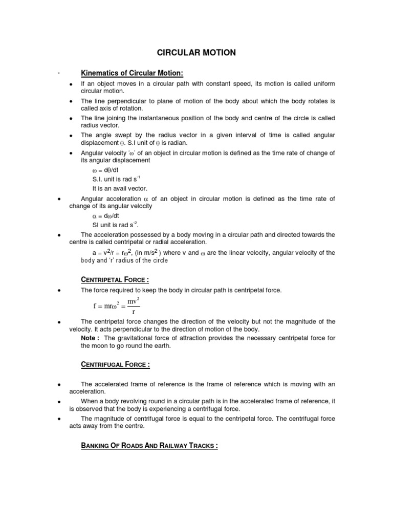 Circular Motion Concepts Explained | PDF | Acceleration | Velocity