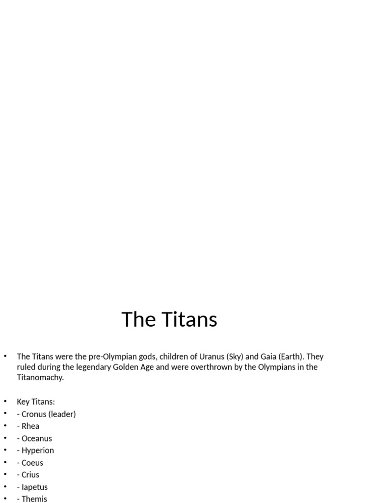 Greek Mythology: Titans, Olympians, Demigods | PDF