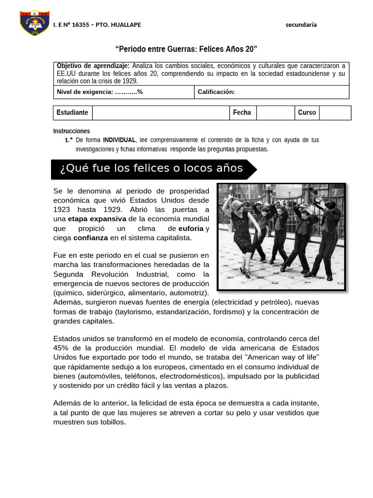 Impacto de los Felices Años 20 en EE.UU. | PDF | Locos años veinte ...