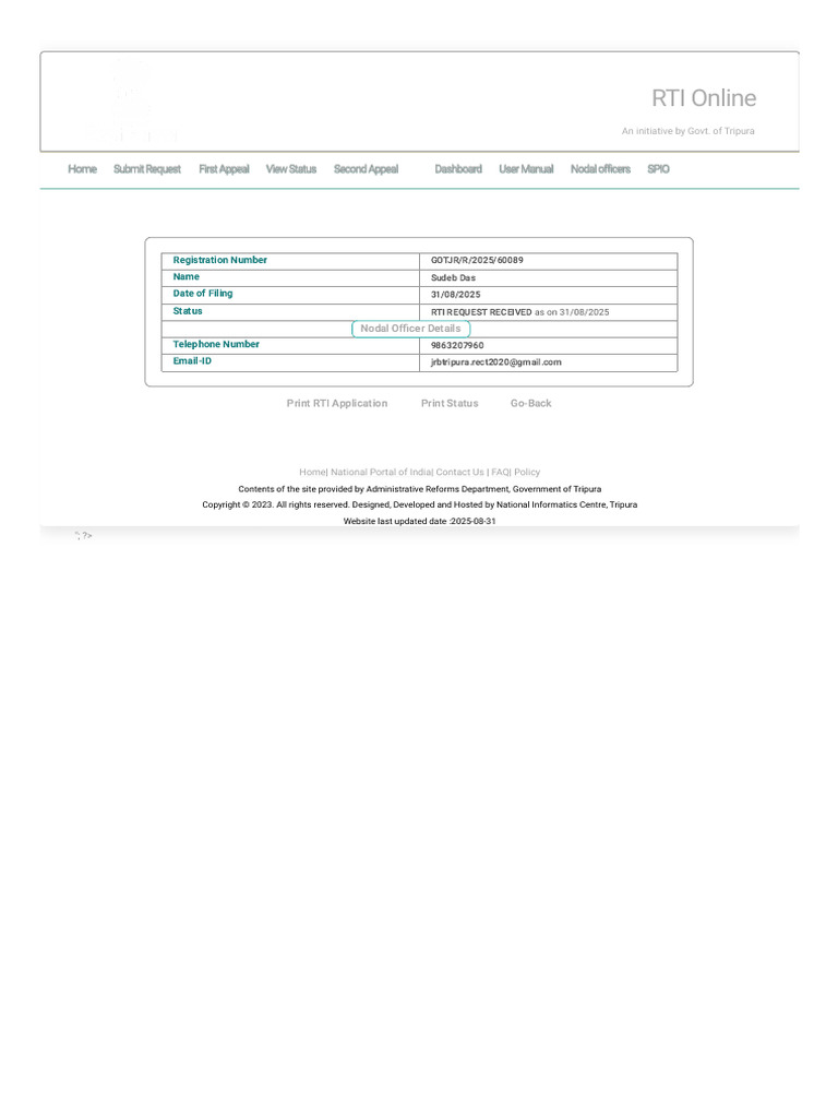 RTI Online - View Status Form | PDF