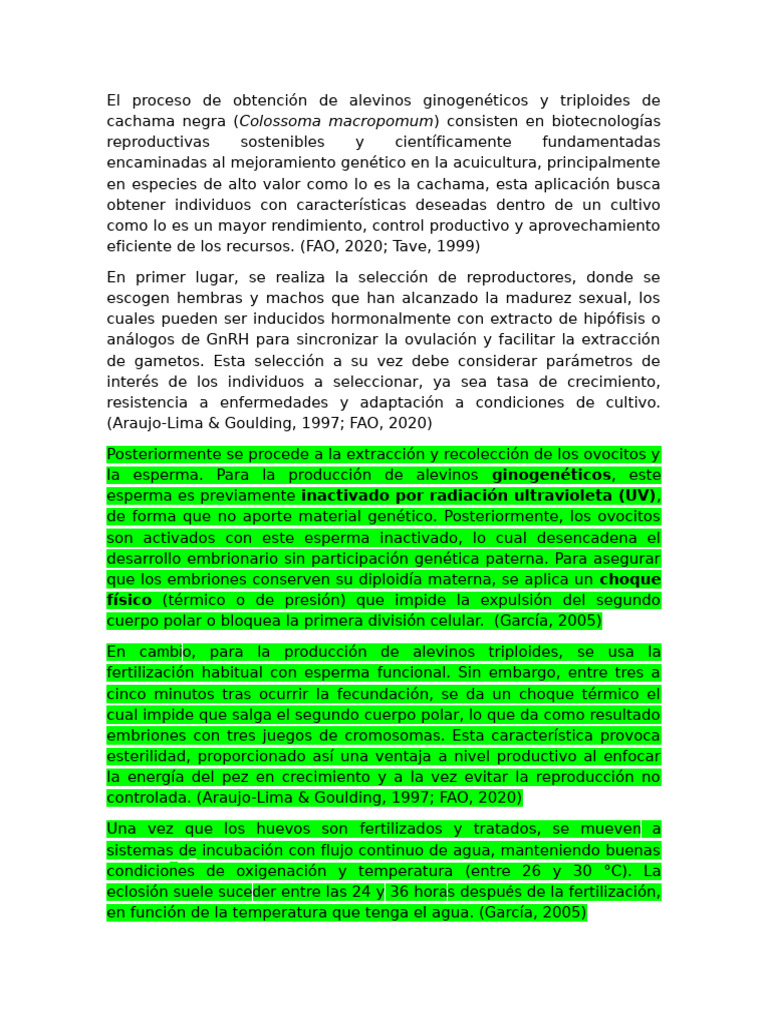 Producción de alevinos triploides y ginogenéticos | PDF | Fertilización ...