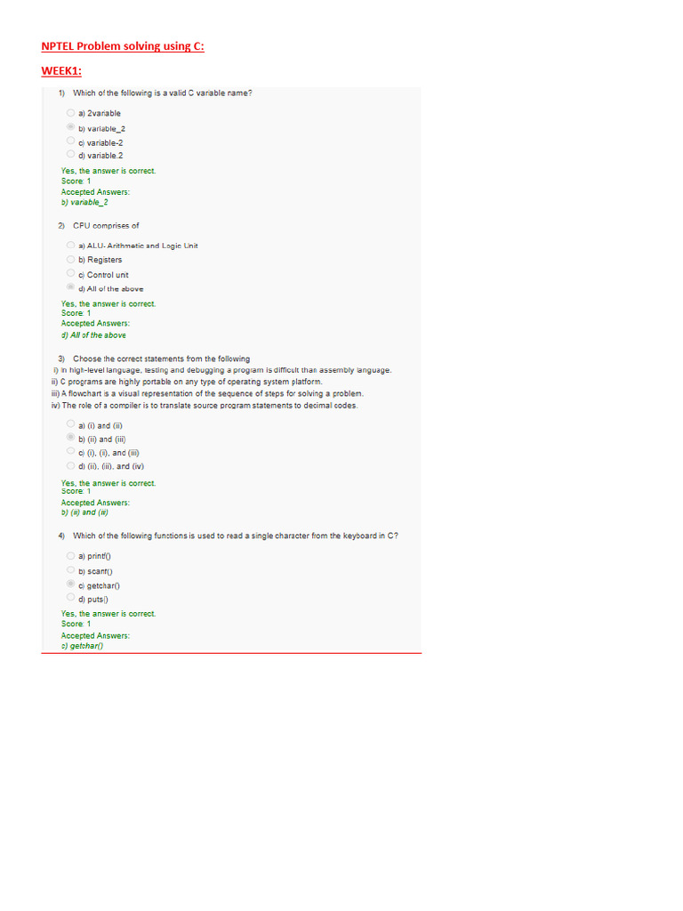 NPTEL Problem Solving Using C | PDF