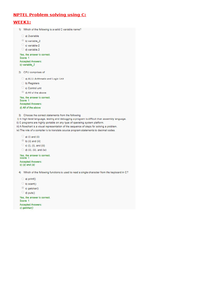 NPTEL Problem Solving Using C | PDF
