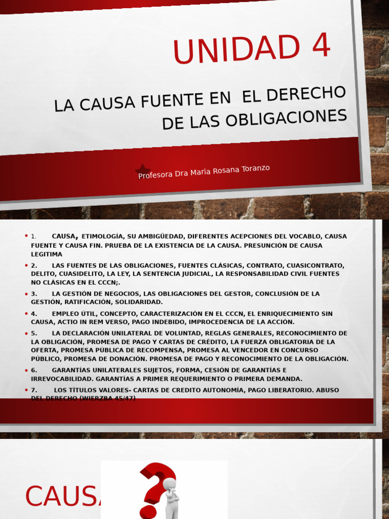 Causa Fuente en Derecho de Obligaciones | PDF | Derecho privado ...