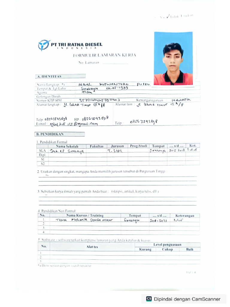 Form Isi PT Diesel 2 | PDF