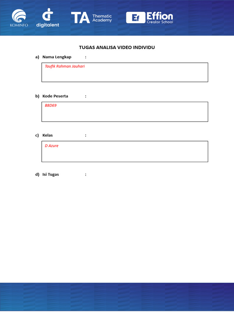 TA Analisa Individu - B8D69 - Taufik Rahman Jauhari | PDF