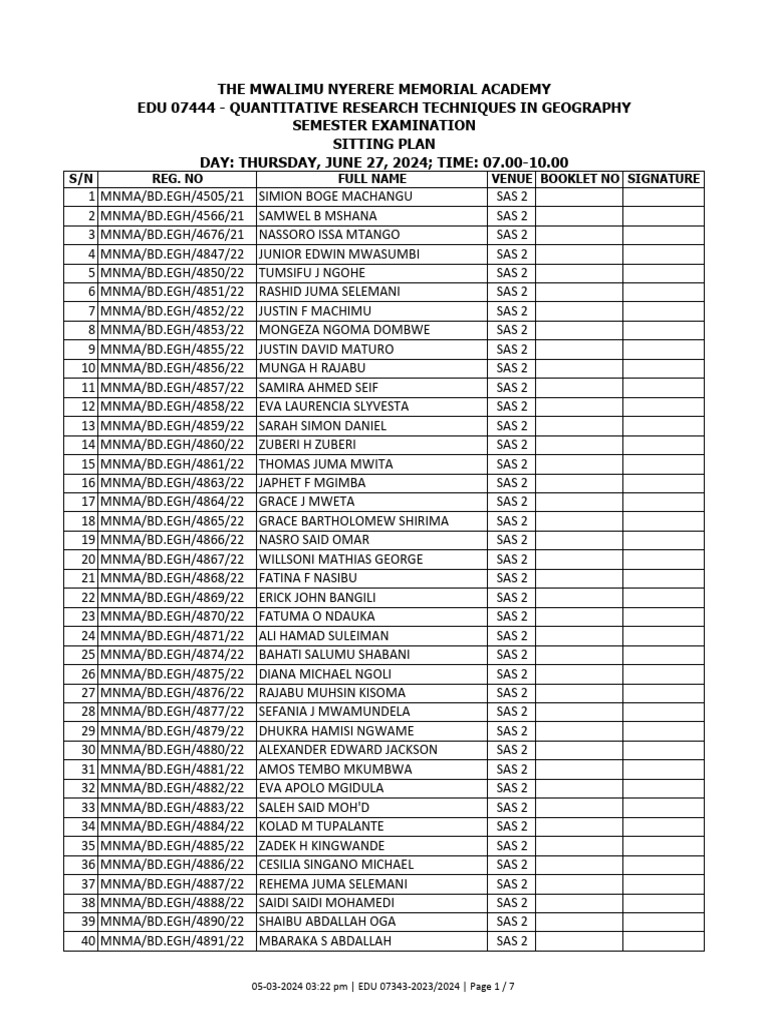 Edu 07444 - Se Sitting Plan (Egh) | PDF