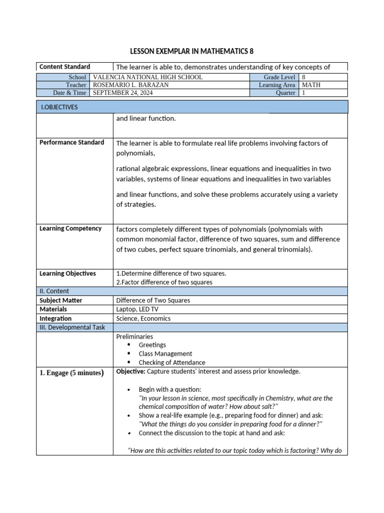 Factoring Polynomials Lesson Plan 8 | PDF | Polynomial | Equations