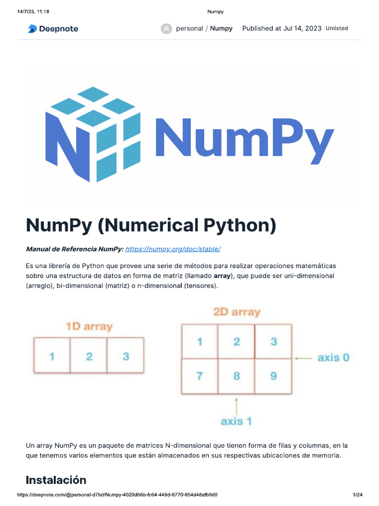Numpy (Numerical Python) | PDF