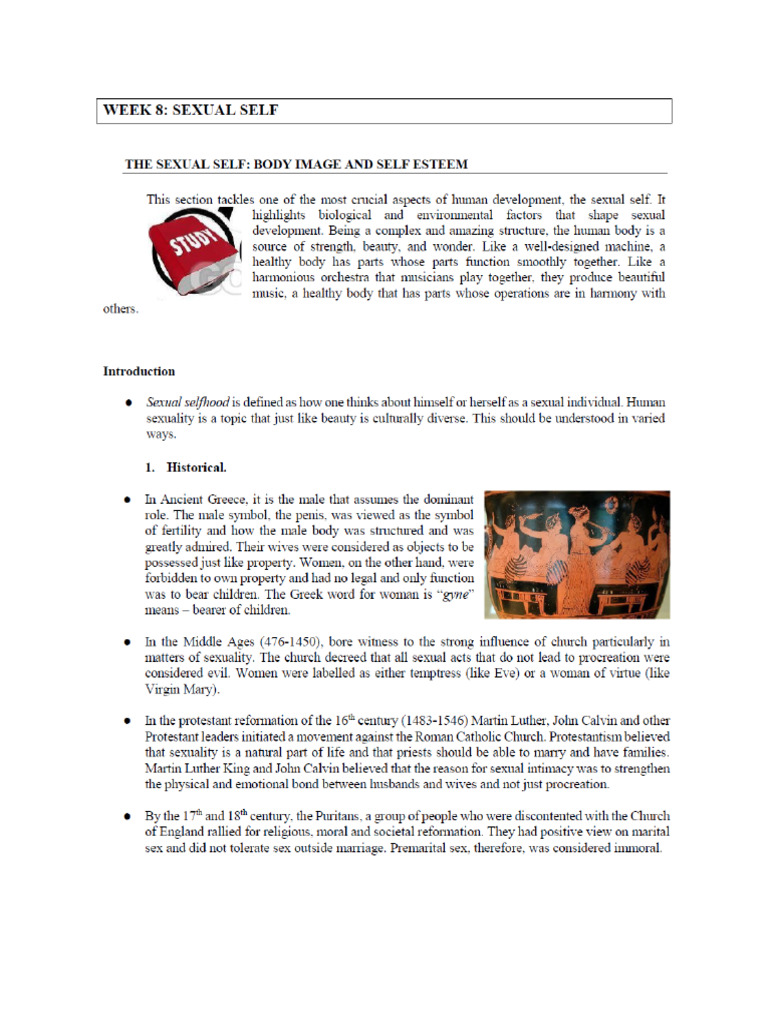 WEEK 8 - (Module) SEXUAL SELF - Body Image and Self Esteem | PDF