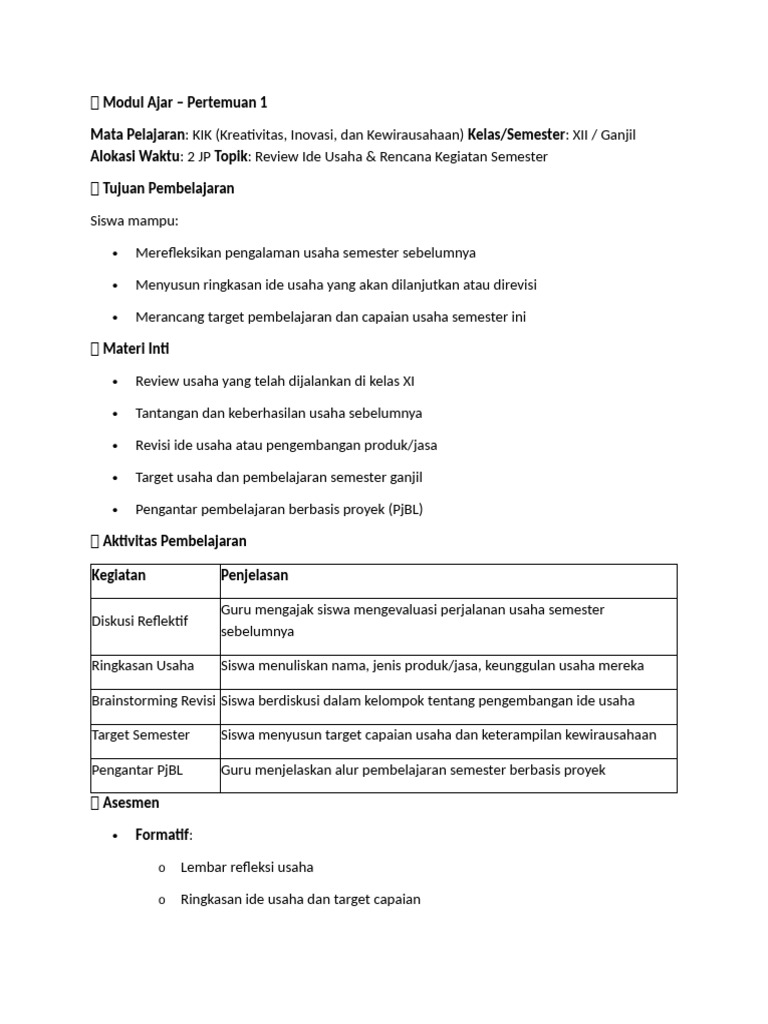 ? Modul Ajar Pertemuan 1 | PDF