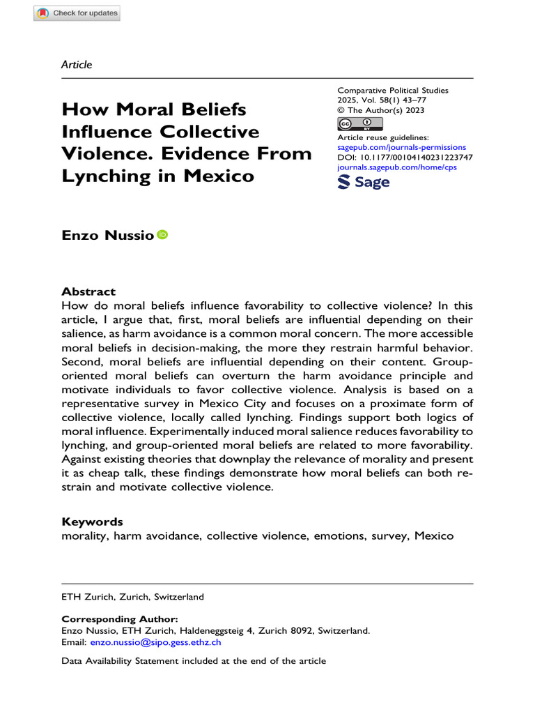 How Moral Beliefs Influence Collective Violence | PDF | Morality | Emotions