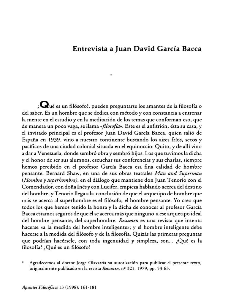 Entrevista a Juan David García Bacca | PDF | Platón | Traducciones