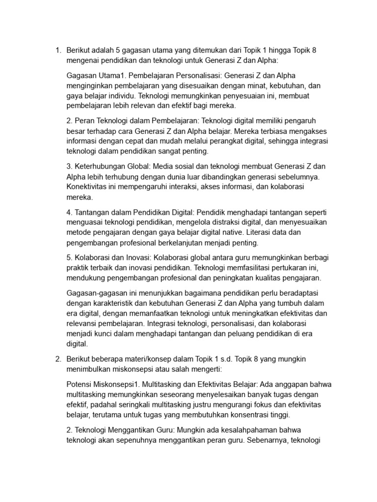 Berikut Adalah 5 Gagasan Utama Yang Ditemukan Dari Topik 1 Hingga Topik ...