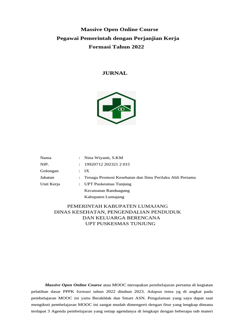 MOOC RESUME PPPK NINA WIYANTI - TAHUN 2024 | PDF