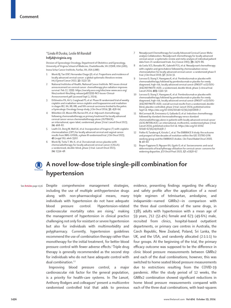 A Novel Low Dose Triple Single Pill Combination Fo | PDF | Hypertension ...