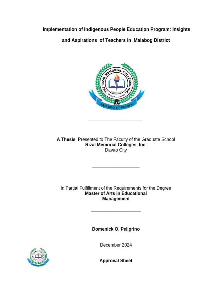 Peligrino - Preliminary Page | PDF | Doctor Of Philosophy | Thesis