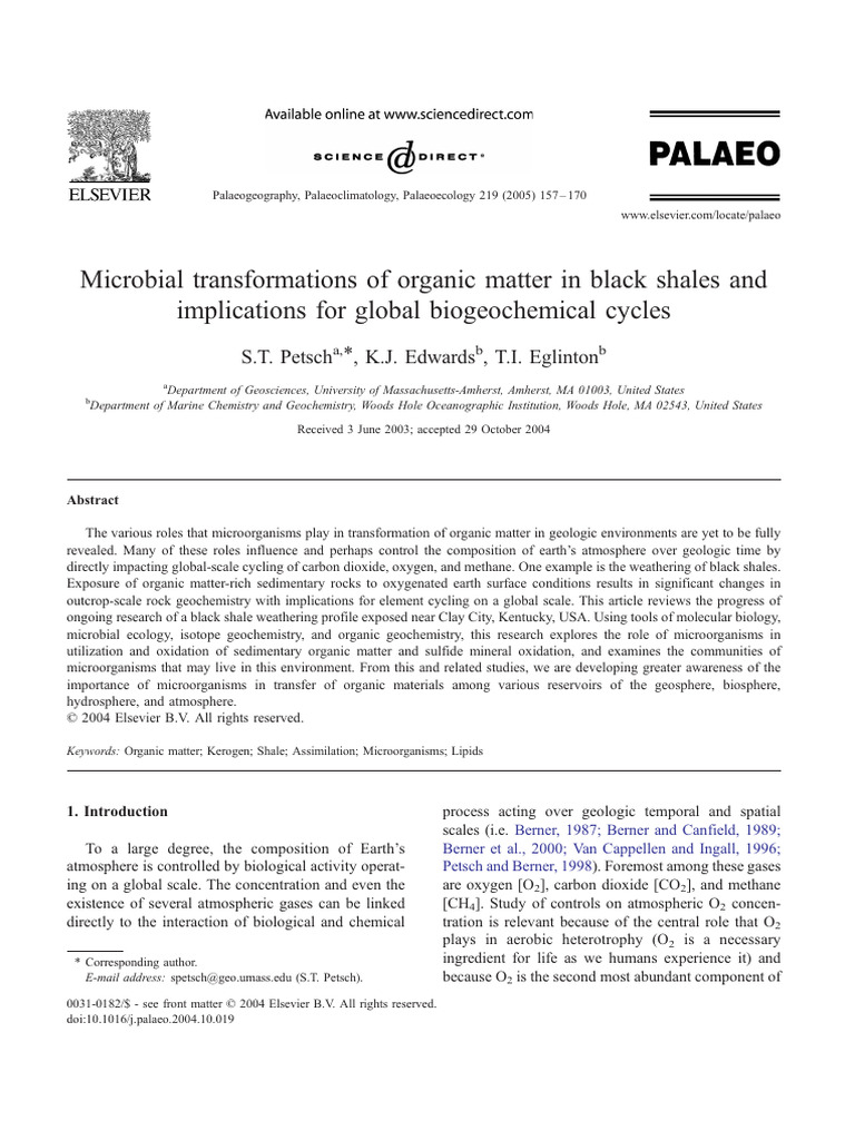 Microbial Transformations of Organic Matter in Black Shales and ...