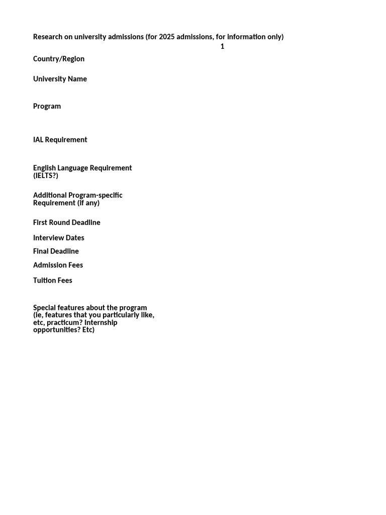 Research On University Admissions | PDF
